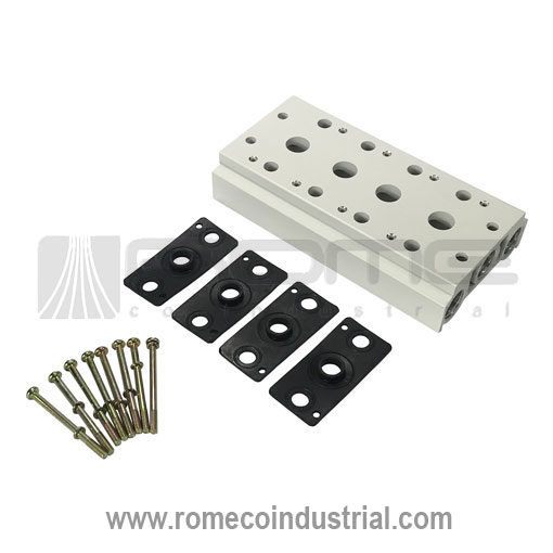 4V-200M Manifold para valvulas (4A) y electrovalvulas (4V) neumaticas ...